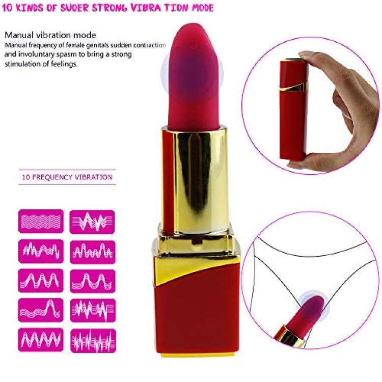 Lipstick Bullet Vib Mini Mssager for Women ，USB Charging Portable Handheld Magic Wand Manual ...